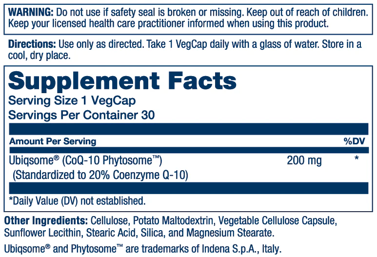 Solaray Prosorb Coq10 Phytosome 30 Capsules — Capitol Nutrition